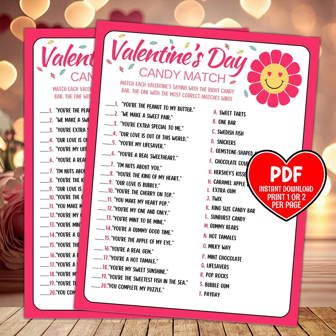 Valentine's Day Candy Match Game, Candy Game, Valentine's Day, Fun ...