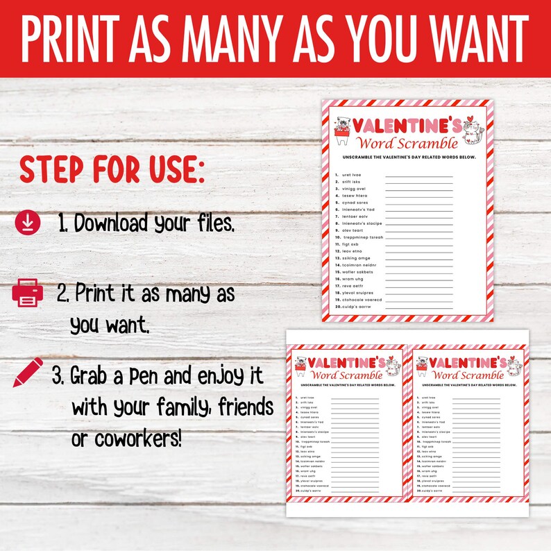 Valentines Day Word Scramble | Valentines Printable Games | Printable ...