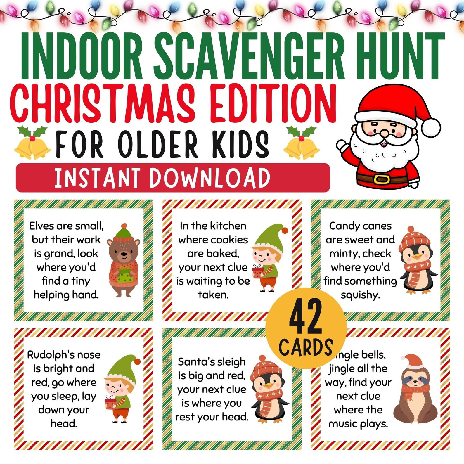 Christmas Scavenger Hunt for Kids: Holiday Riddle Game (digital ...