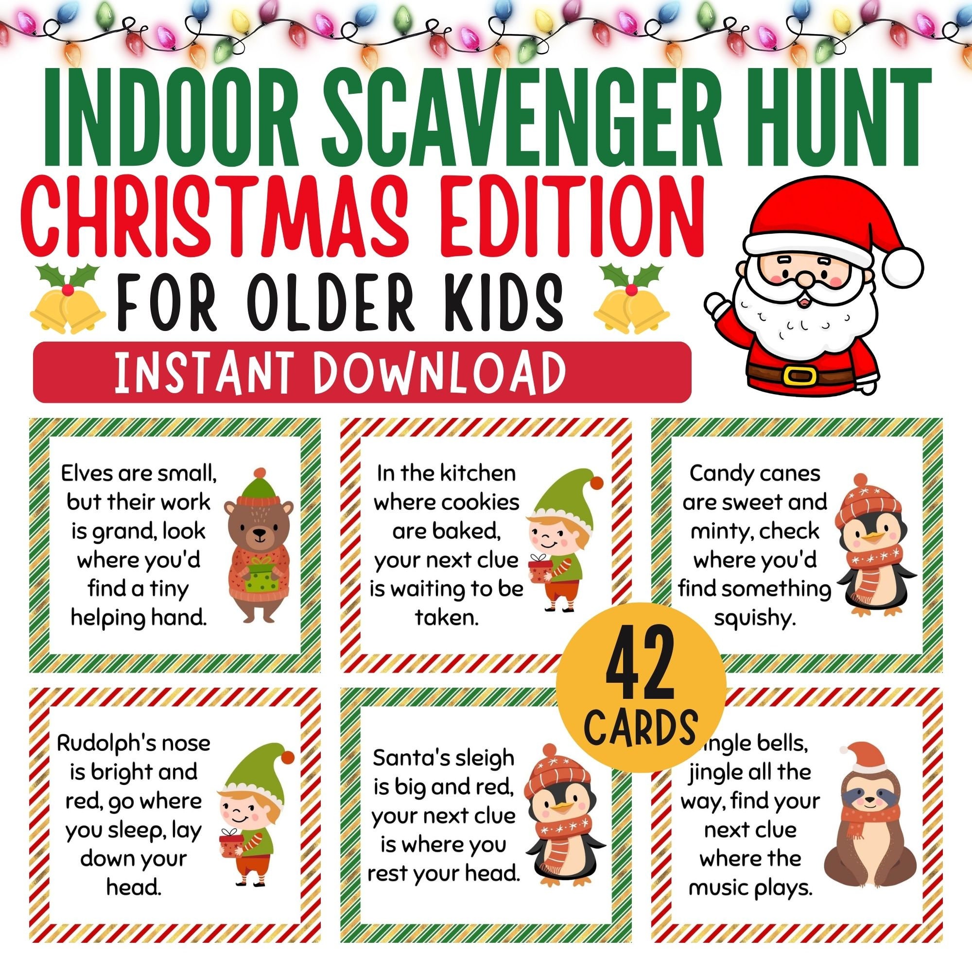 Christmas Scavenger Hunt for Kids: Holiday Riddle Game (digital ...