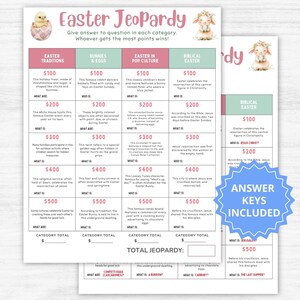 Easter Jeopardy Game, Easter Trivia Party Game, Printable Game, Easter ...