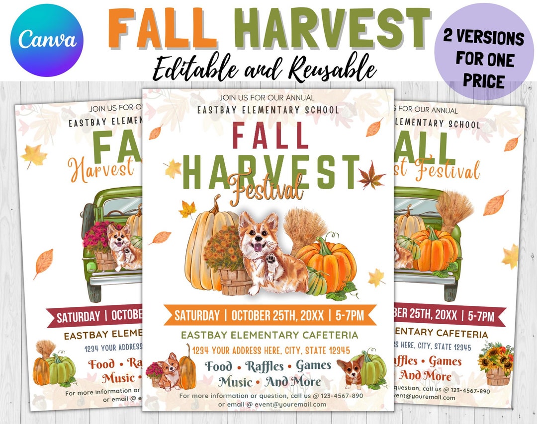 Fall Harvest Flyer Editable, Fall Festival Flyer, Fall Festival ...
