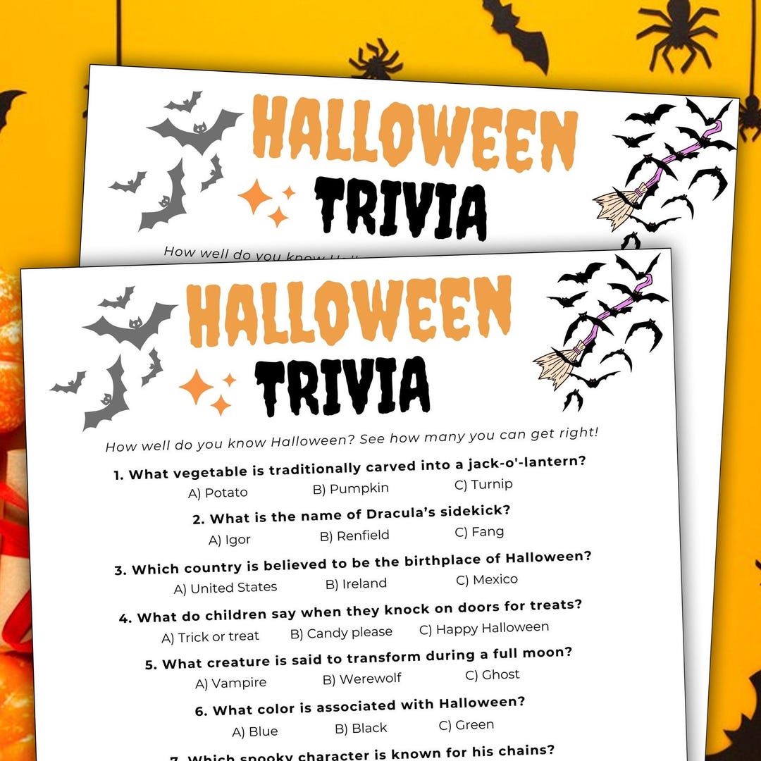 Halloween Trivia Game, Printable Party Quiz (digital Download) - Etsy