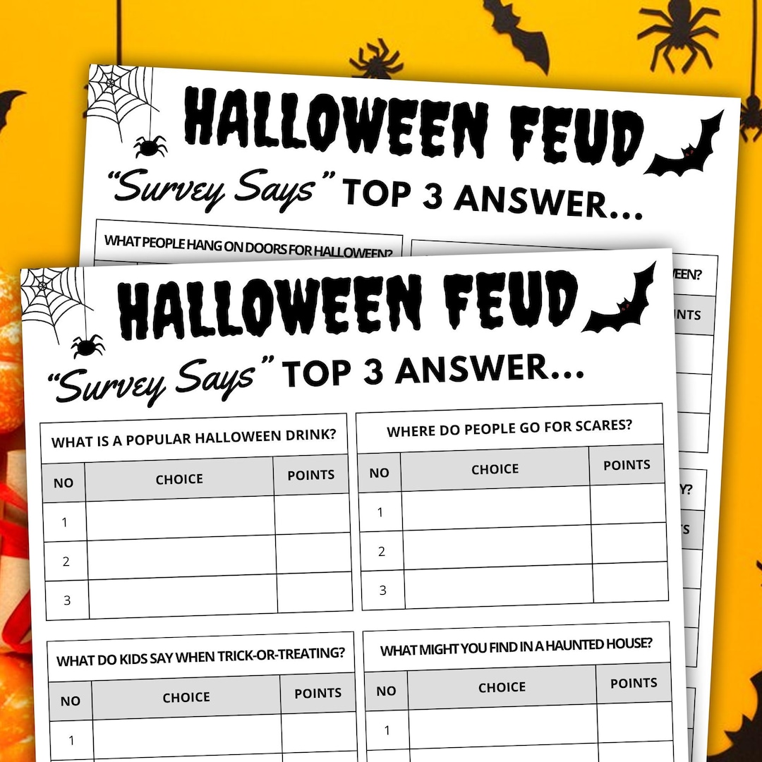 Halloween Friendly Feud Game, Halloween Party Game, Halloween Feud ...