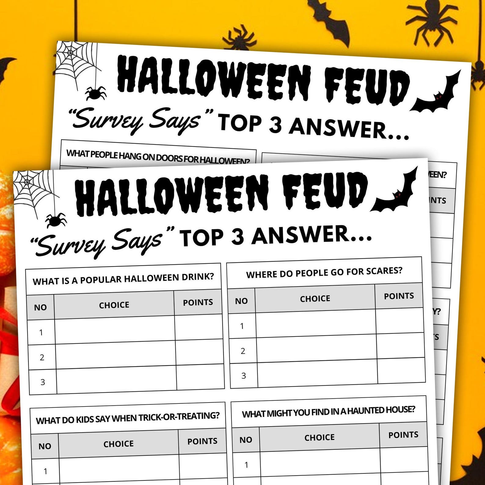 Halloween Friendly Feud Game, Halloween Party Game, Halloween Feud ...