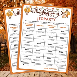 Thanksgiving Game Jeopardy, Printable Thanksgiving Trivia Game ...