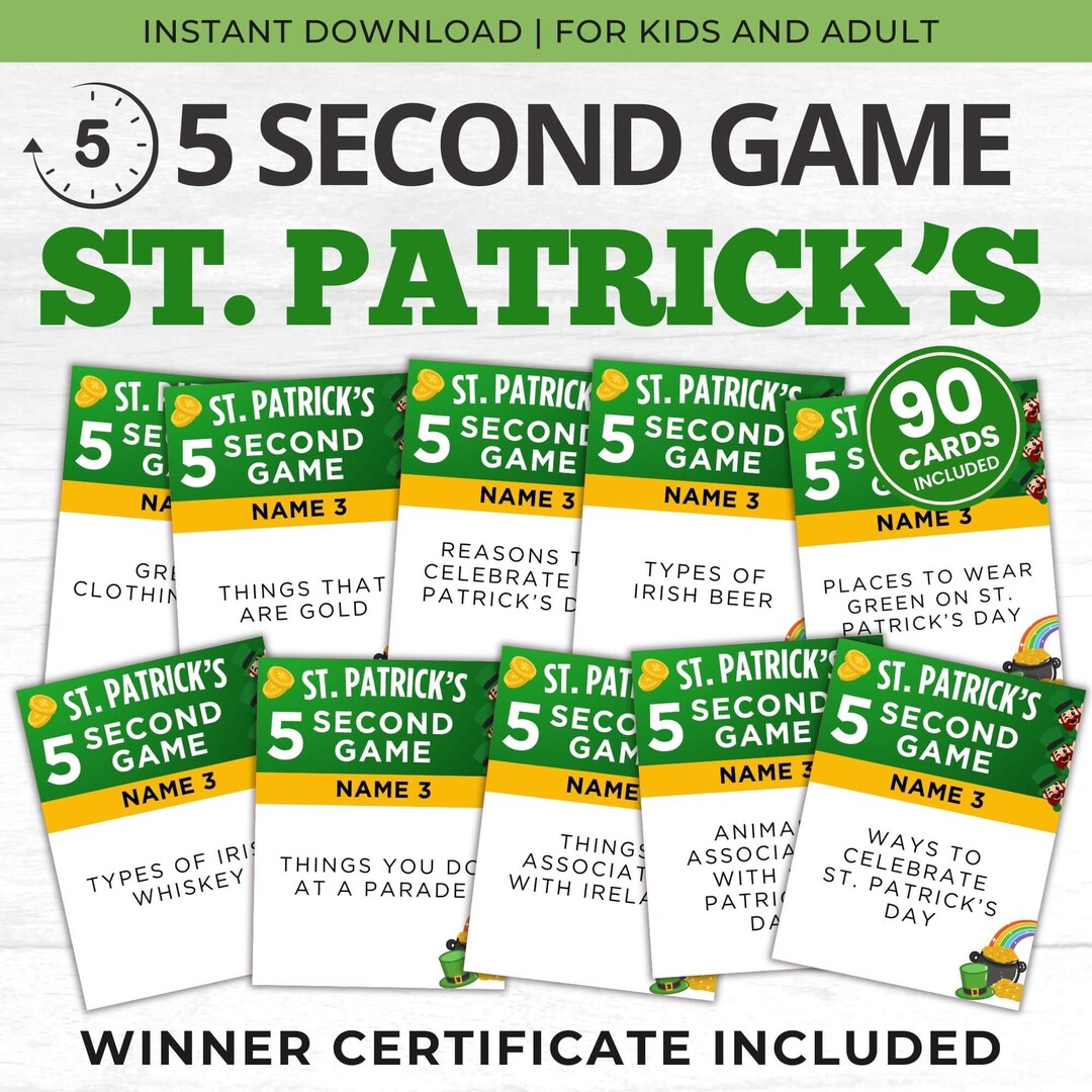 St. Patrick's Day 5 Second Game | Printable 5 Sec St. Patrick's Day ...