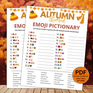 Fall Emoji Pictionary Game | Printable Autumn Games | Fall Time ...