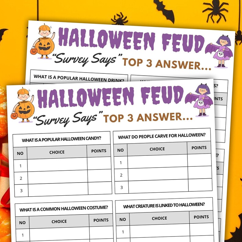 Halloween Friendly Feud Game | Office Party Halloween Game | Family ...