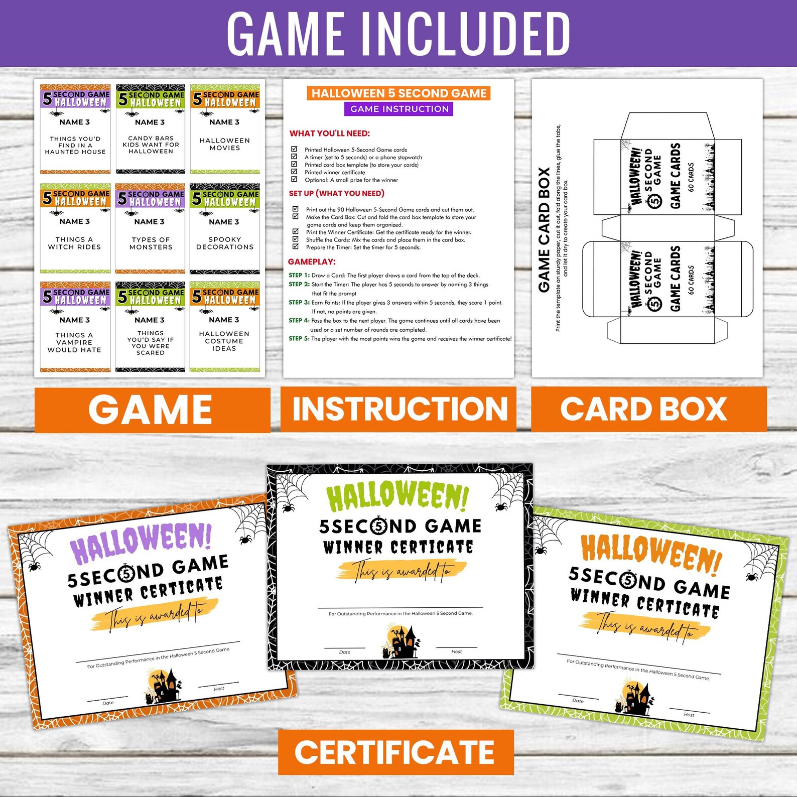 Halloween 5 Second Game, Printable Halloween Party Game, Halloween ...
