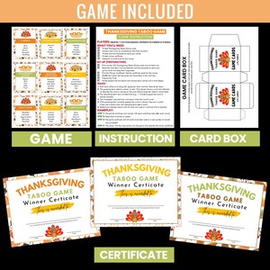 Thanksgiving Forbidden Words | Printable Thanksgiving Game ...