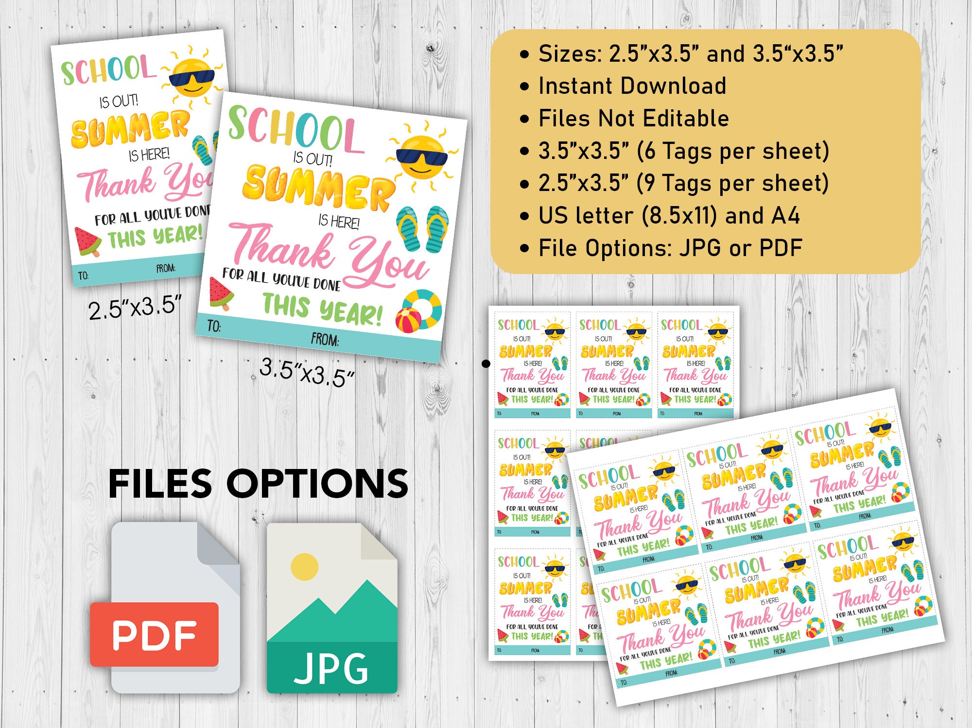 School is Out Summer is Here Teacher Appreciation Tags, End of School ...