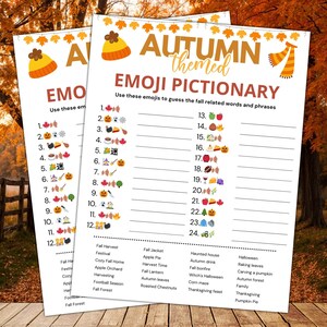 Fall Emoji Pictionary Game | Autumn Printable (digital Download) - Etsy