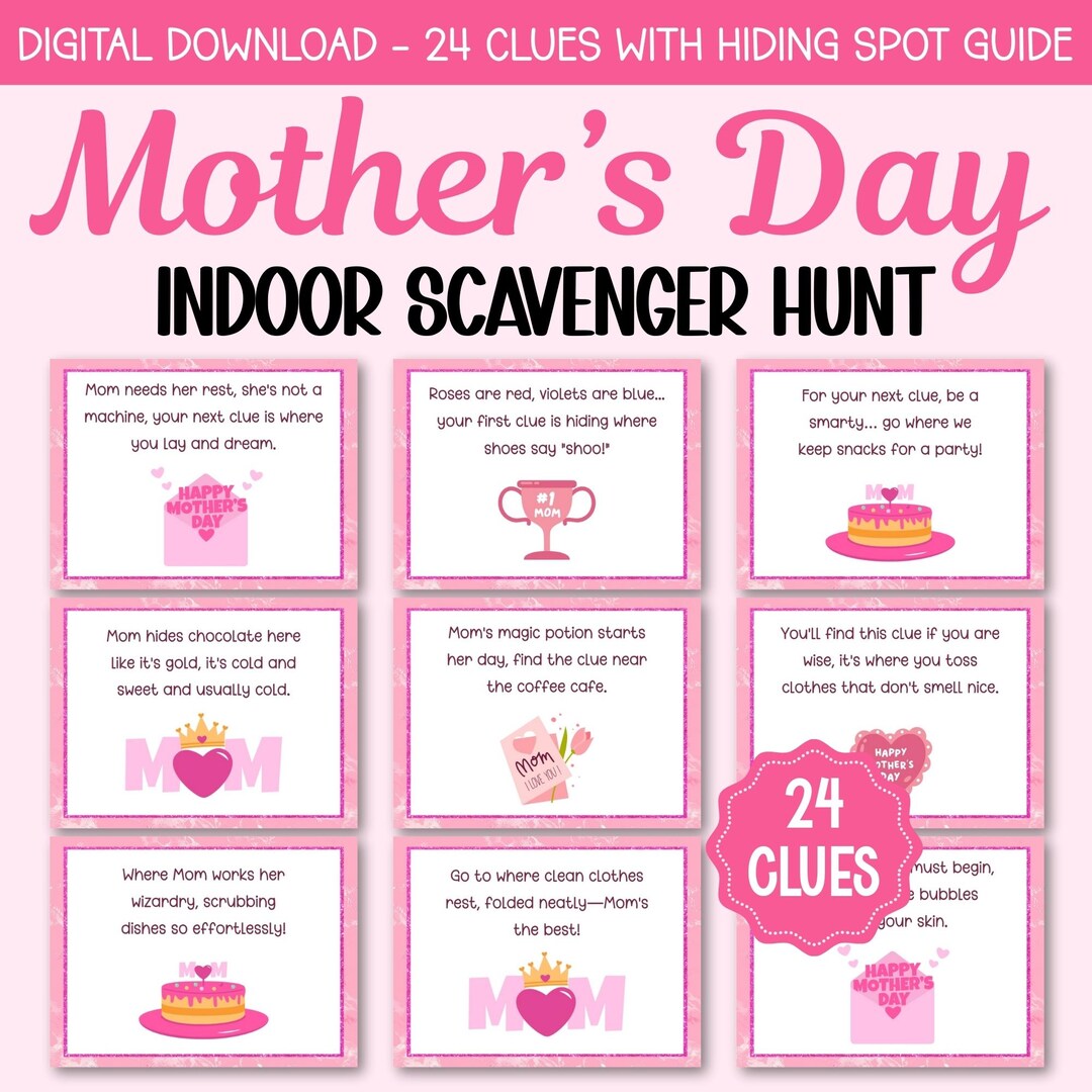 Mother’s Day Scavenger Hunt Printable | Mothers Day Activity | Rhyming ...