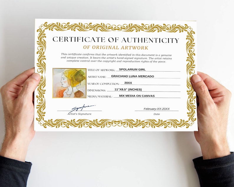 Editable Certificate of Authenticity Template for Artwork (editable ...