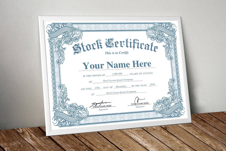 Elegant Stock Certificate Template - Editable and Customizable - Etsy