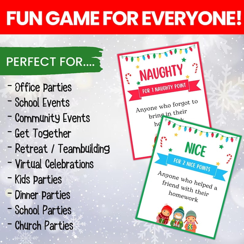 Christmas Naughty or Nice Game | Printable Classroom Party (digital ...