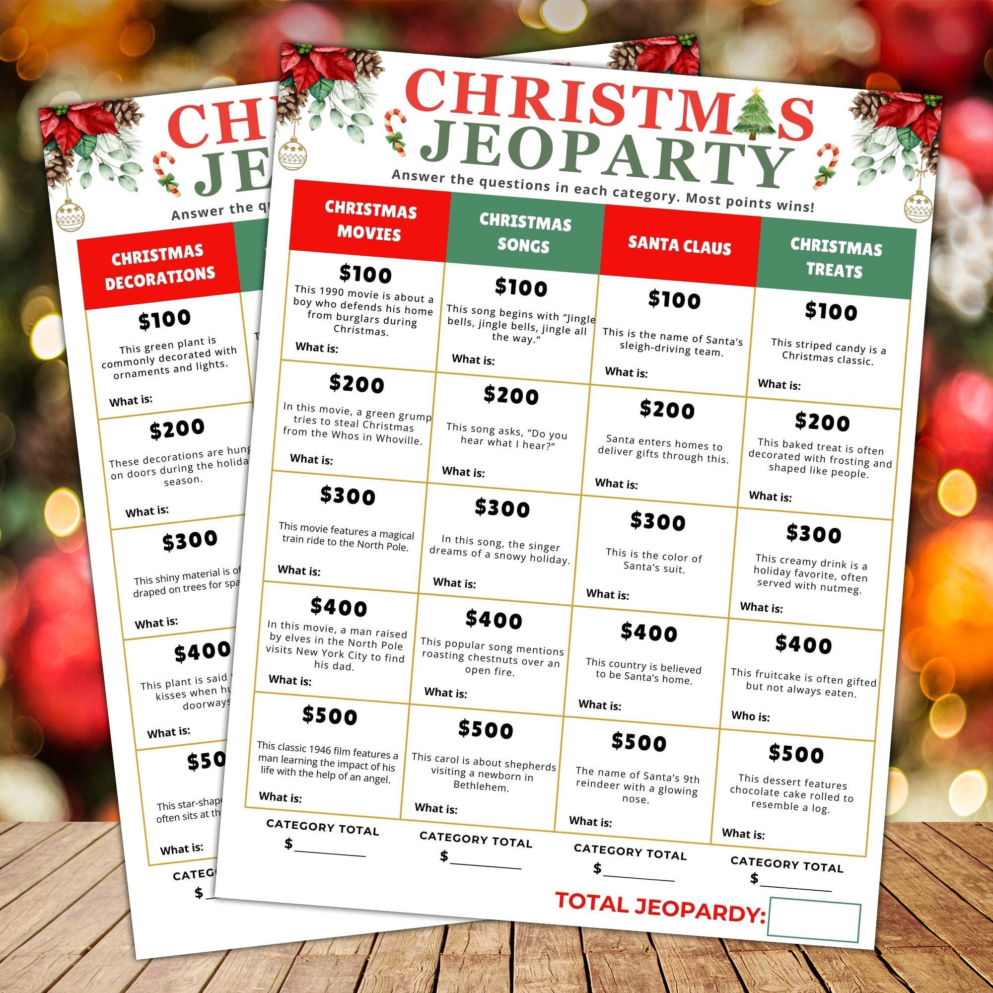 Christmas Game Jeopardy Printable, Friendmas Jeoparty Game, Christmas ...
