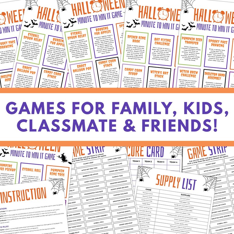 Halloween Minute to Win It Games, Printable Party Activities (digital ...