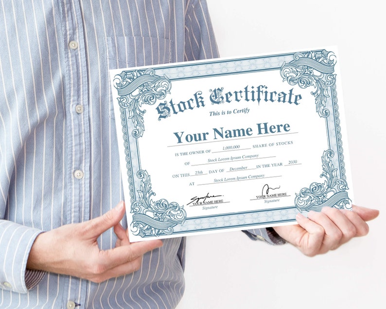 Elegant Stock Certificate Template - Editable and Customizable - Etsy
