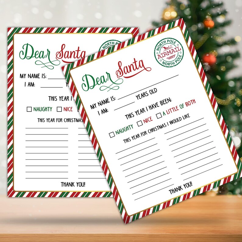 Christmas Wish List Printable, Kids Wish List, Santa Letter, Dear Santa ...