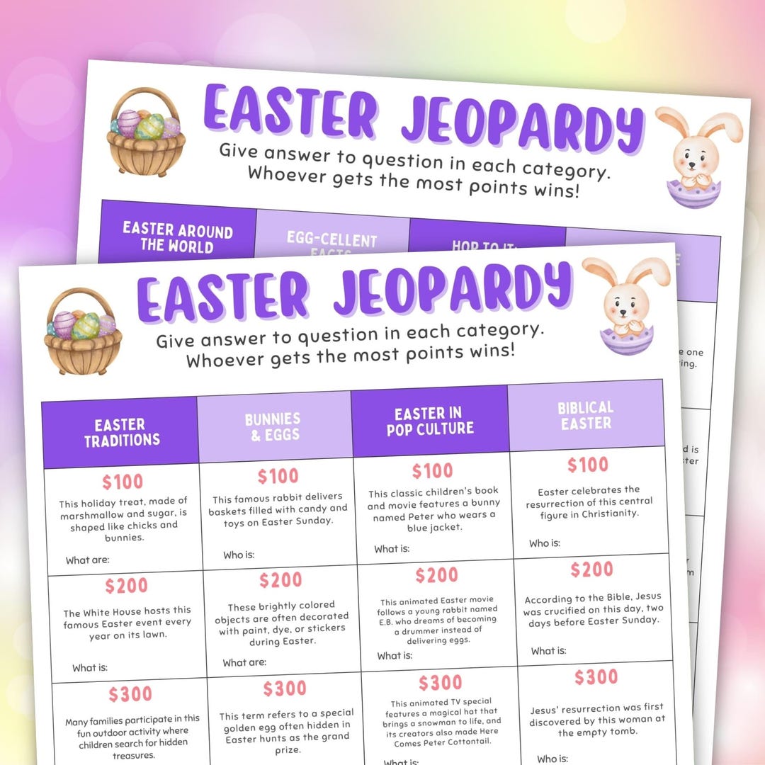 Easter Trivia Game, Easter Jeopardy, Easter Seniors Game, Easter School ...