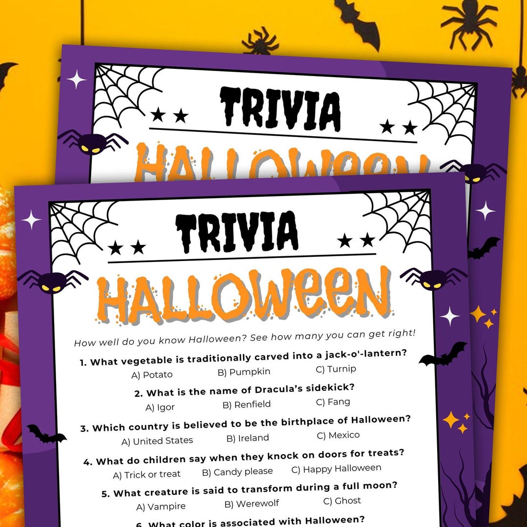 Halloween Trivia Game Printable, Halloween Party Games for Kids and ...