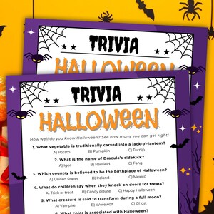 Halloween Trivia Game Printable, Halloween Party Games for Kids and ...