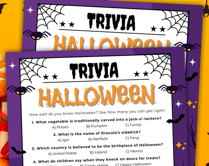 Halloween Trivia Game Printable, Halloween Party Games for Kids and ...