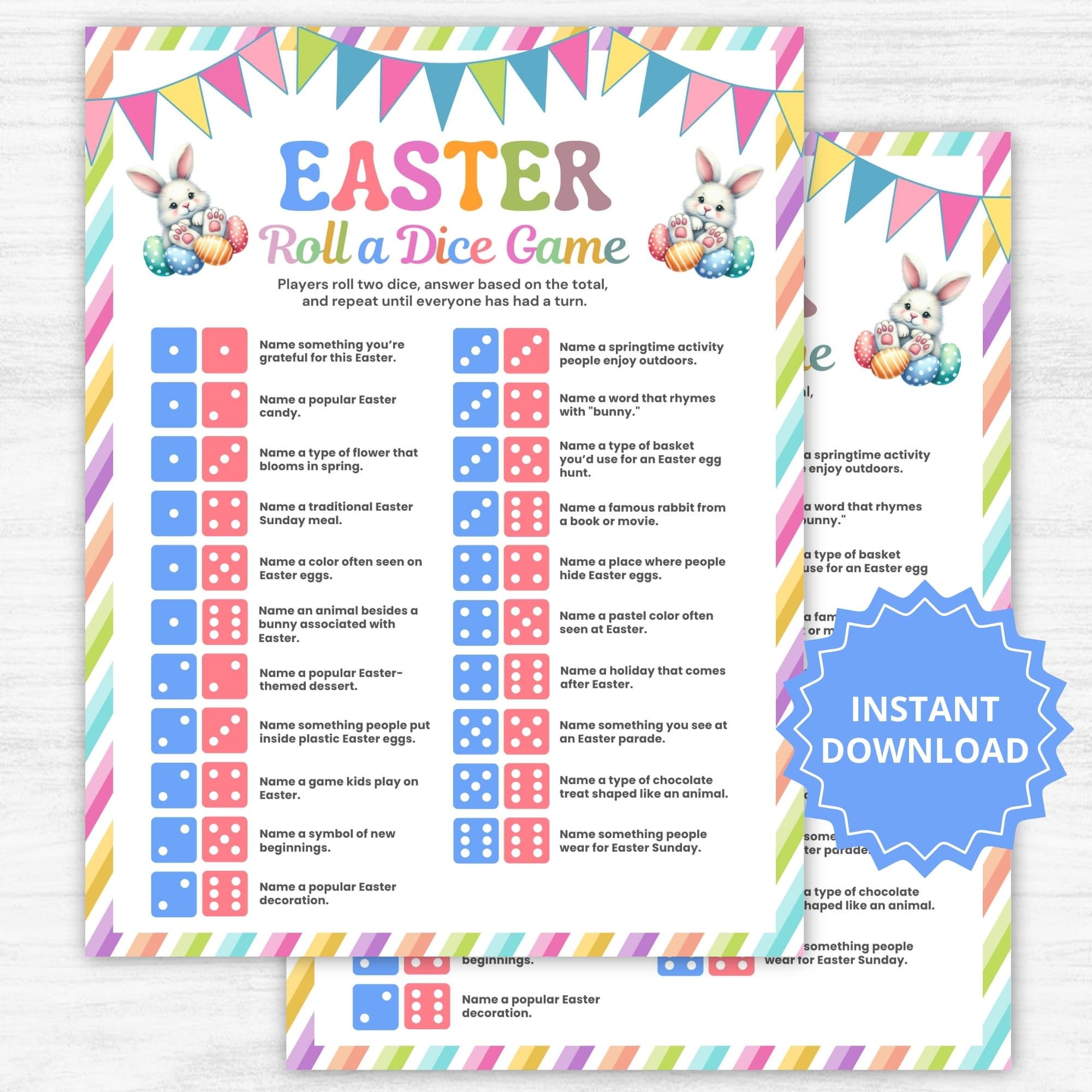 Easter Roll a Dice Game | Fun Family Activity (instant Download) - Etsy