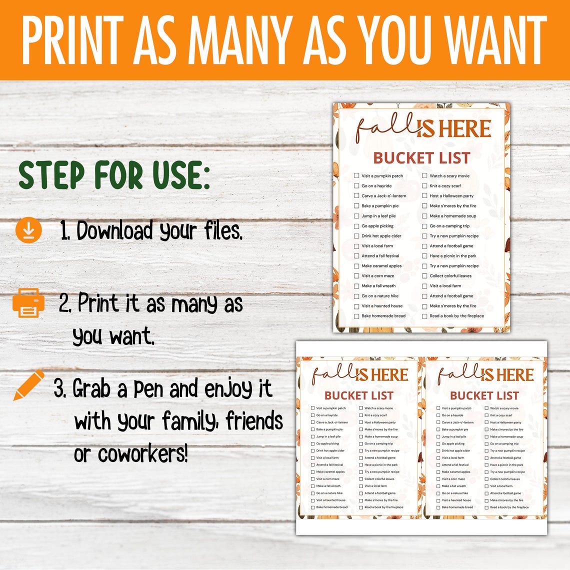 Fall Bucket List Printable, Autumn Bucket List Template, Editable Fall ...