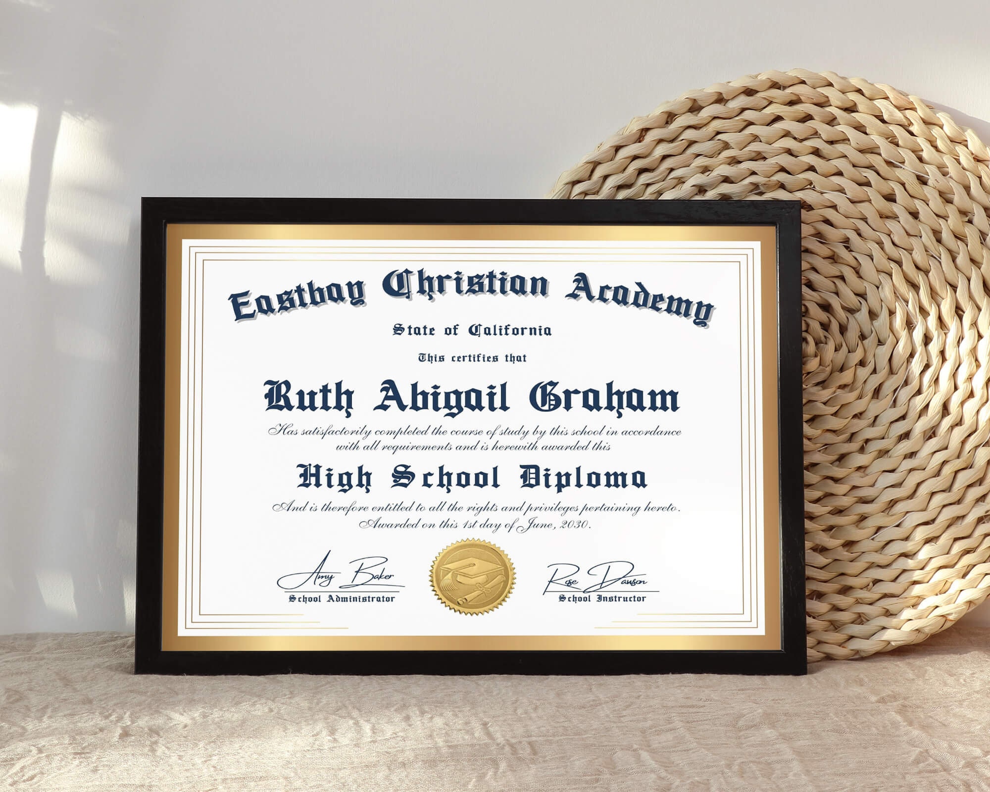 High School Diploma Template, Replacement Diploma, Printable Home ...