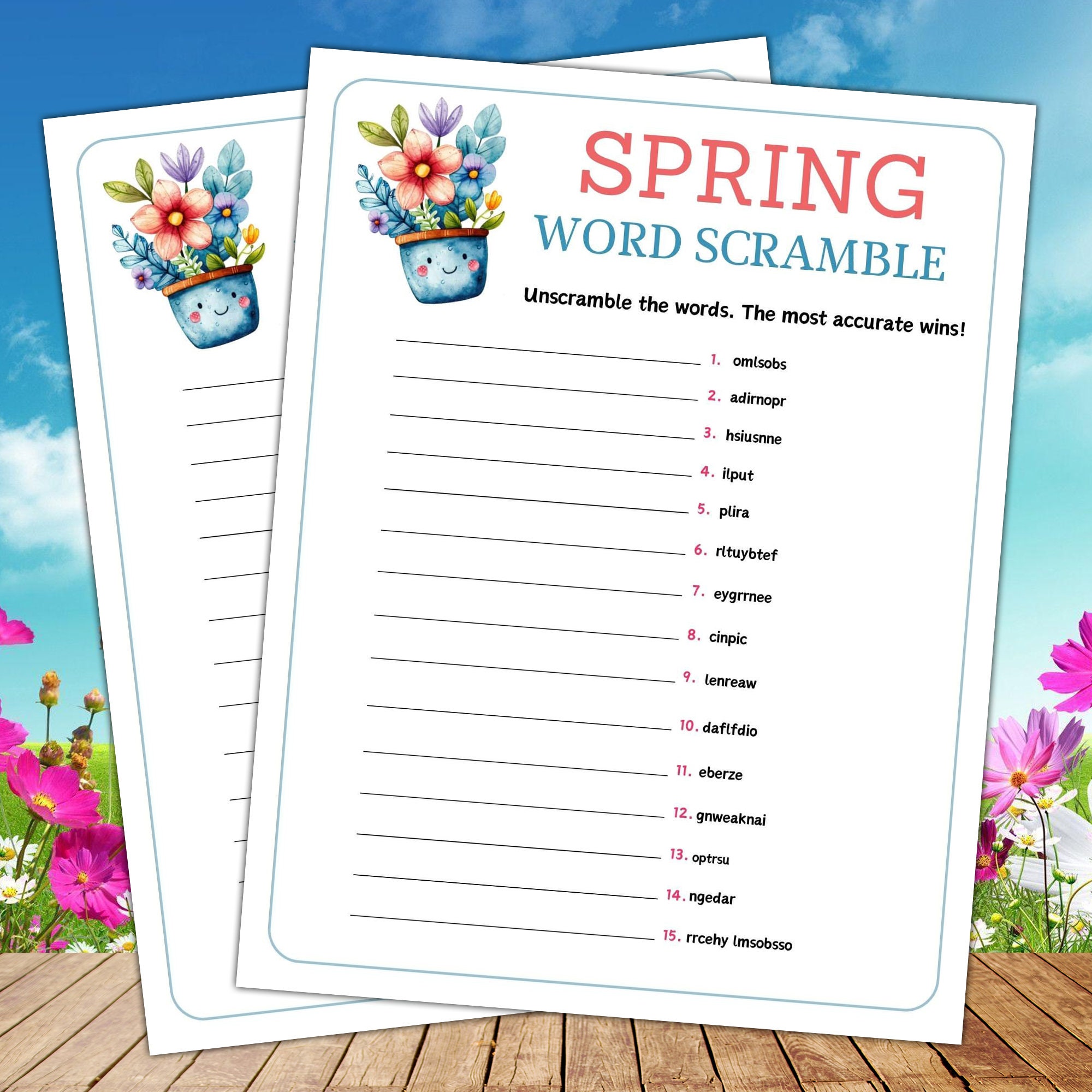 Spring Word Scramble Game Printable Springtime Games Party Games Spring ...