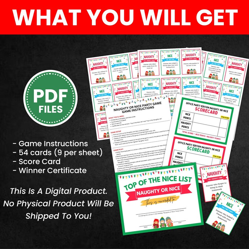 Christmas Naughty or Nice Game | Classroom Printable (digital Download ...