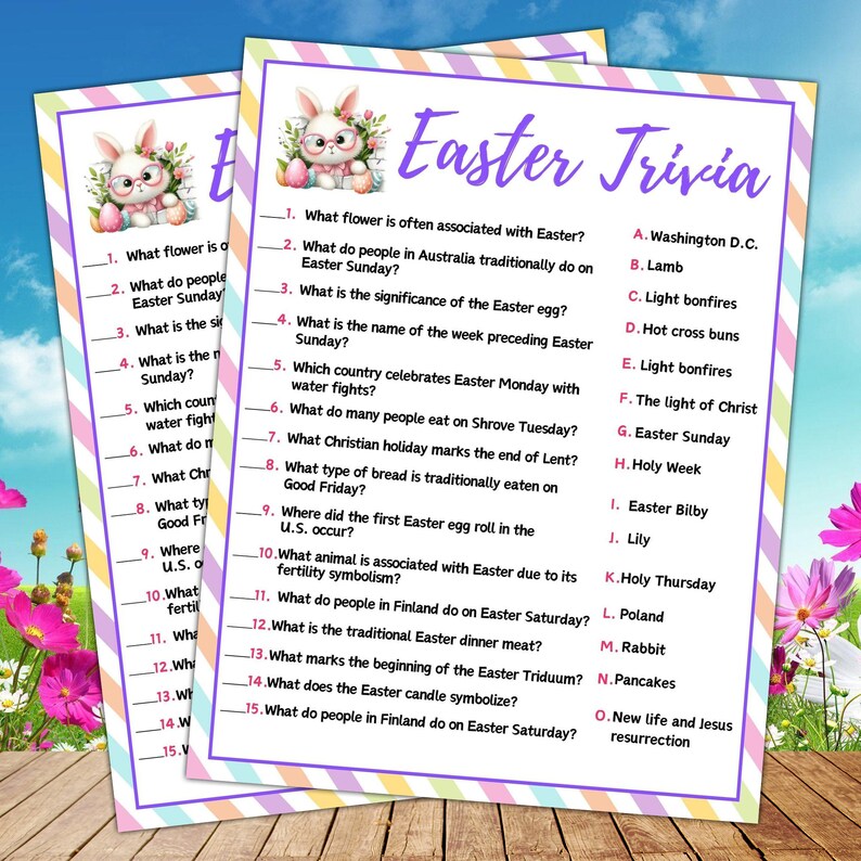 Easter Trivia Party Game, Printable Easter Games (PDF) - Etsy