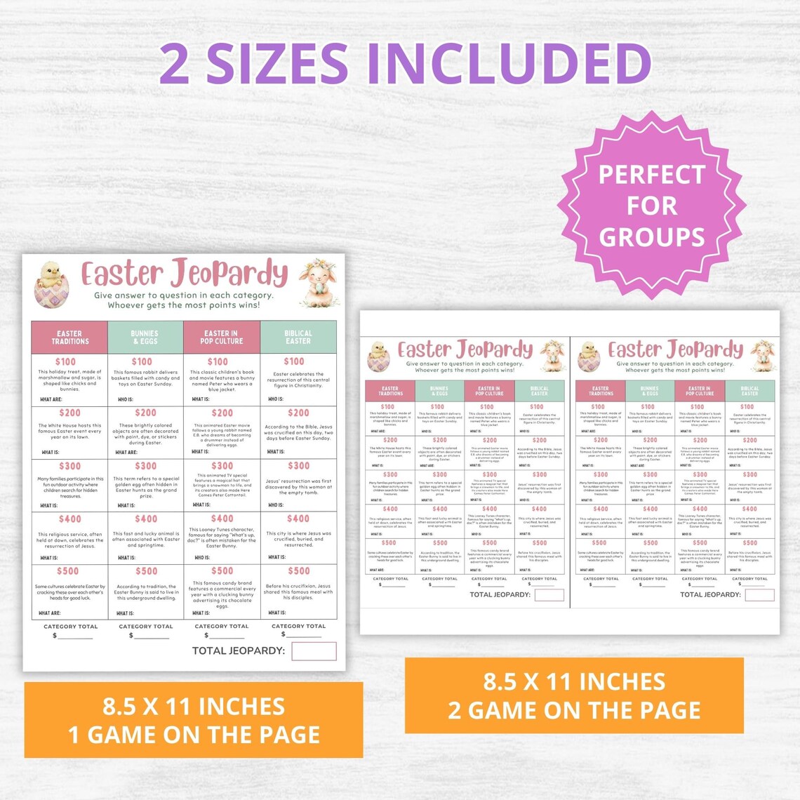 Easter Jeopardy Game, Easter Trivia Party Game, Printable Game, Easter ...