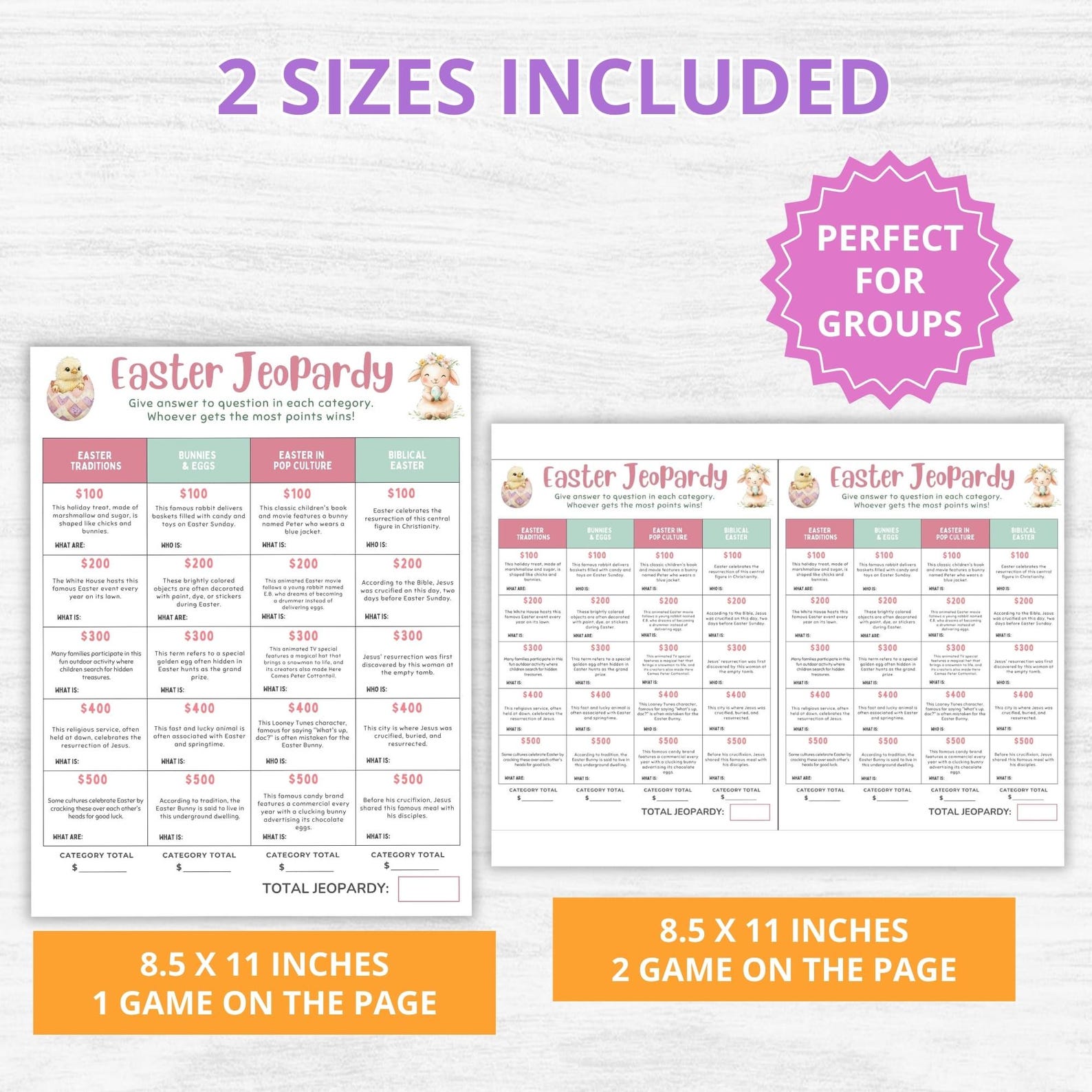 Easter Jeopardy Game, Easter Trivia Party Game, Printable Game, Easter ...