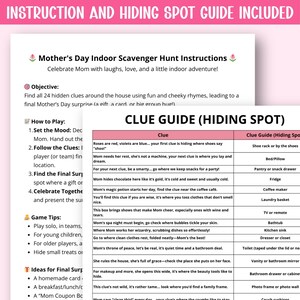 Mother’s Day Scavenger Hunt Printable | Mothers Day Activity | Rhyming ...