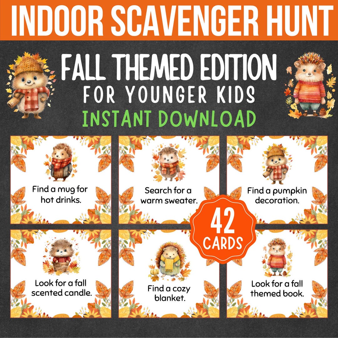 Fall-themed Indoor Scavenger Hunt for Younger Kids | Printable PDF - Etsy