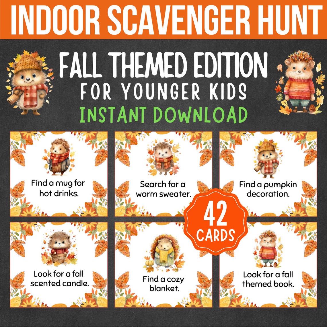 Fall-themed Indoor Scavenger Hunt for Younger Kids | Printable PDF - Etsy