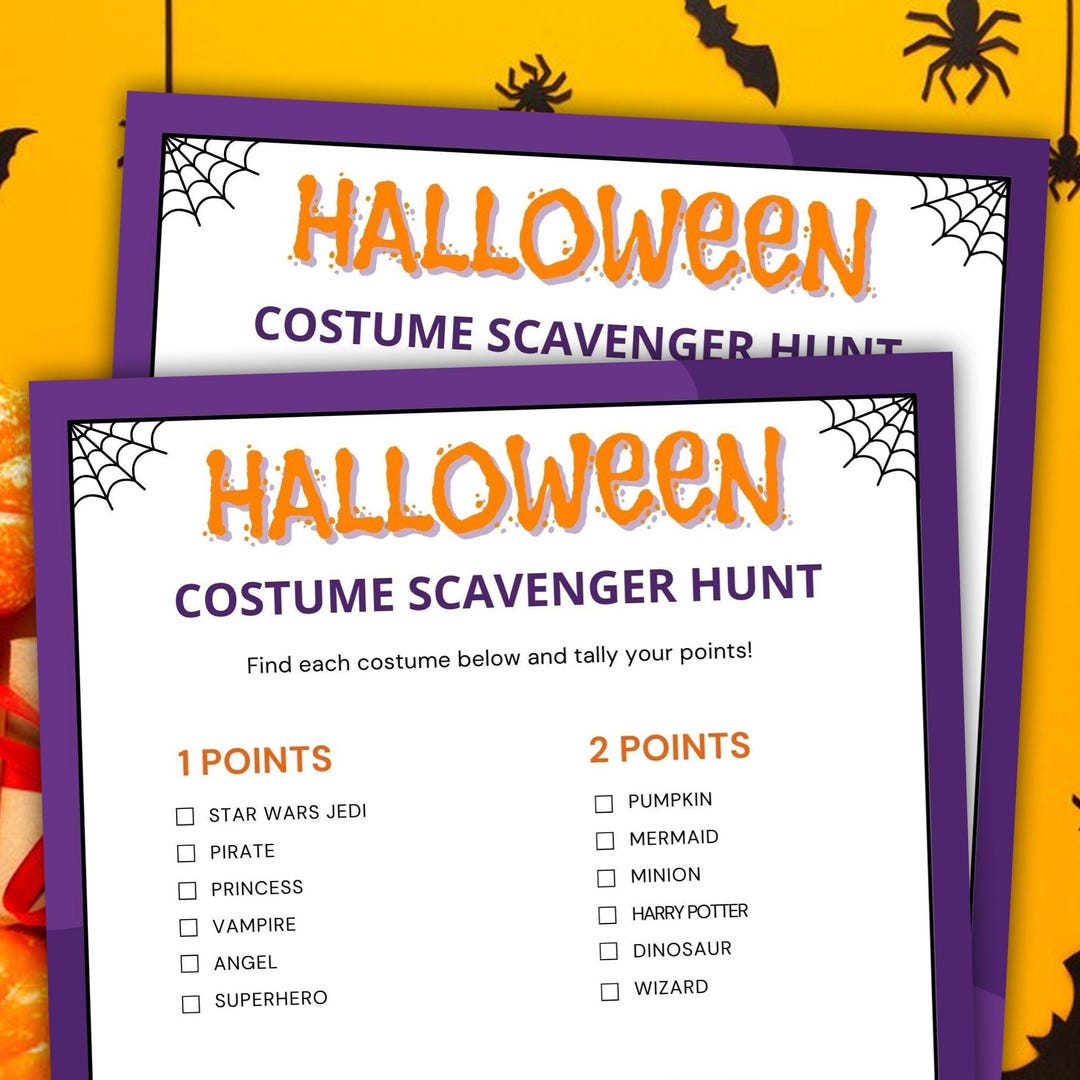 Halloween Costume Scavenger Hunt Printable, Halloween Parade Costume ...