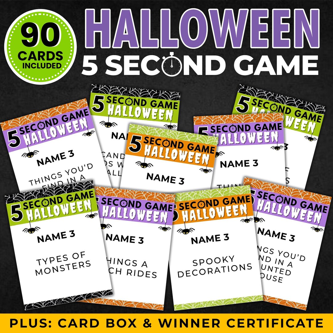 Halloween 5 Second Game, Printable Halloween Party Game, Halloween ...