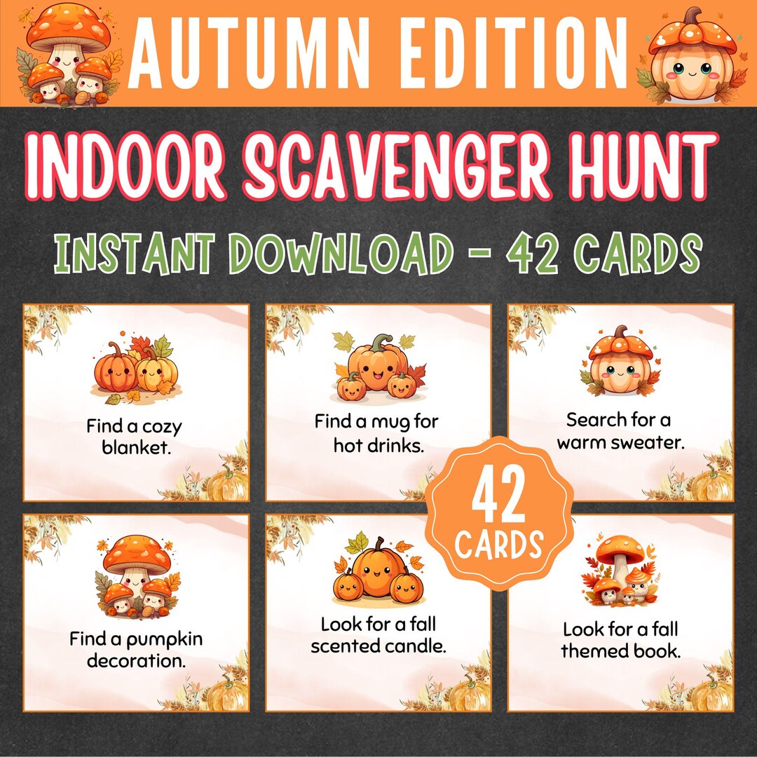 Autumn Indoor Scavenger Hunt | Printable PDF | Kids, Teens, Adults - Etsy