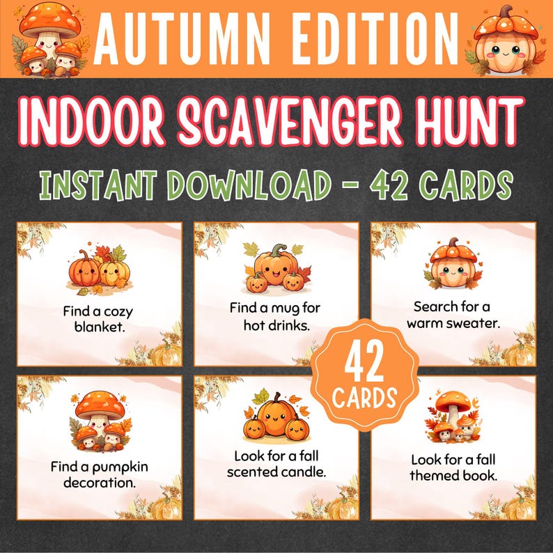 Autumn Indoor Scavenger Hunt | Printable PDF | Kids, Teens, Adults - Etsy