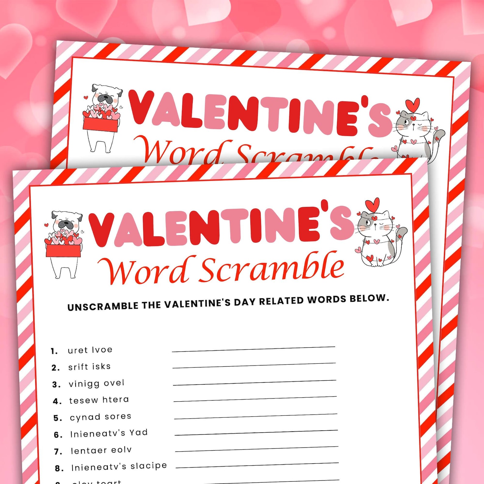 Valentines Day Word Scramble | Valentines Printable Games | Printable ...