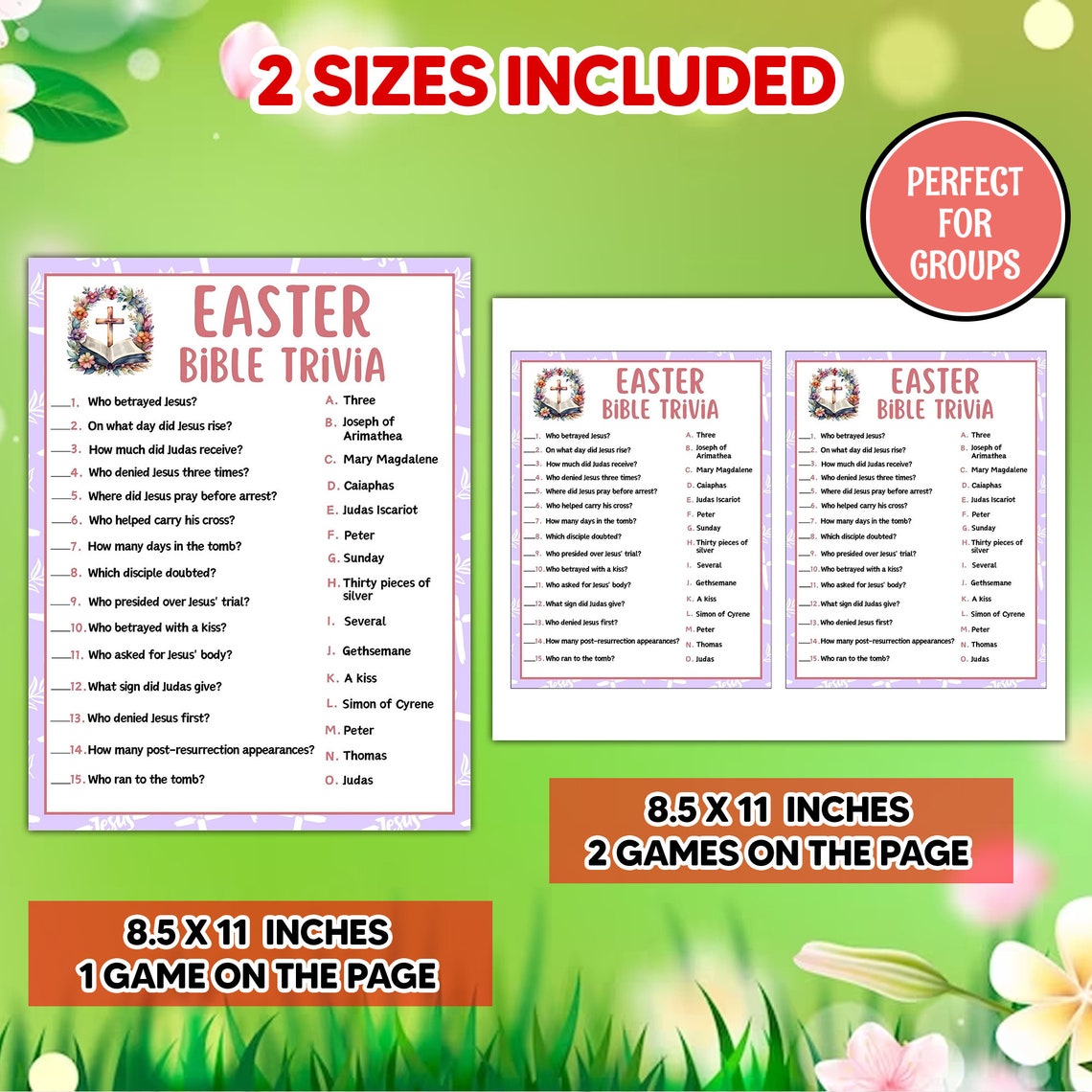Easter Bible Trivia Printable Party Games, Easter Religious Games ...