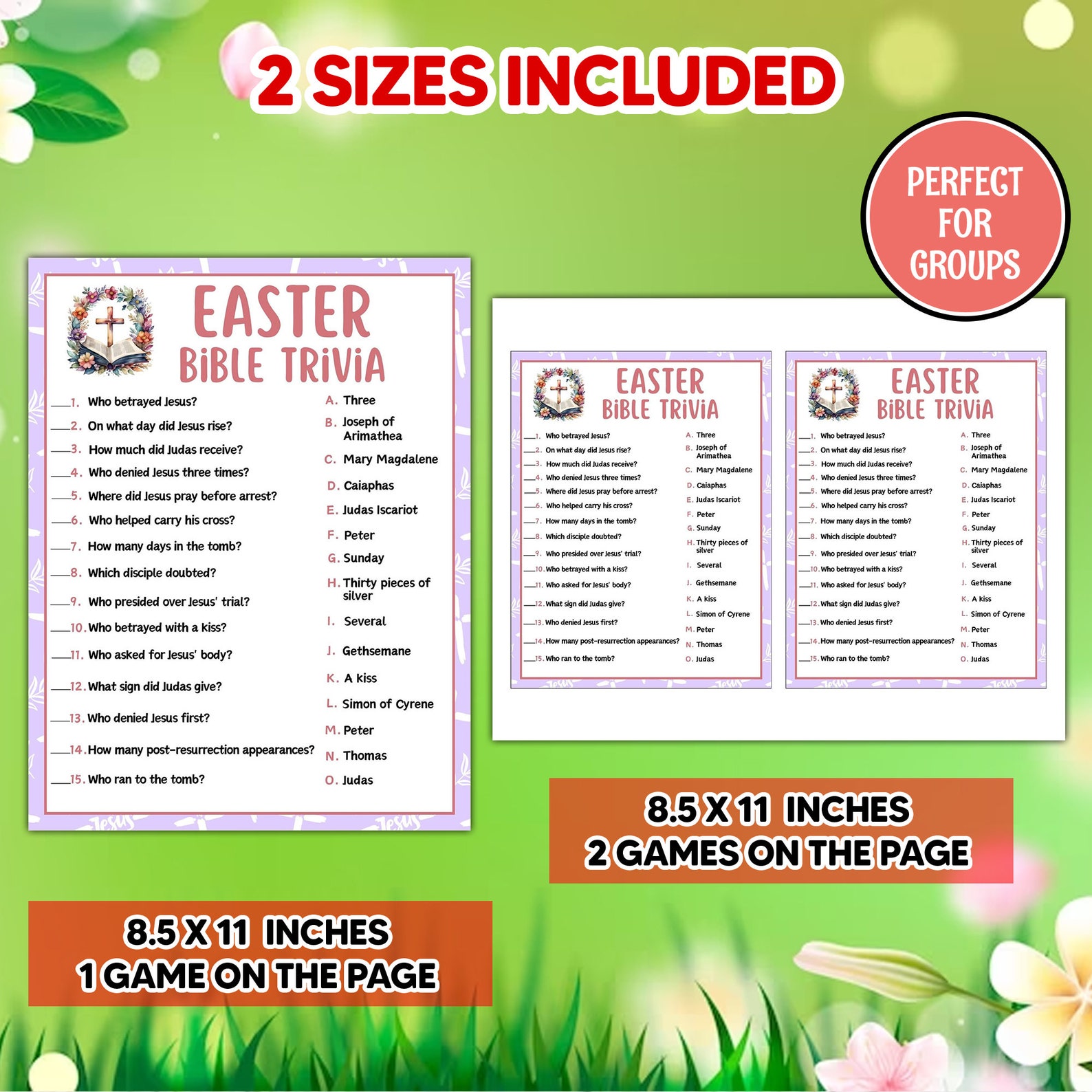 Easter Bible Trivia Printable Party Games, Easter Religious Games ...