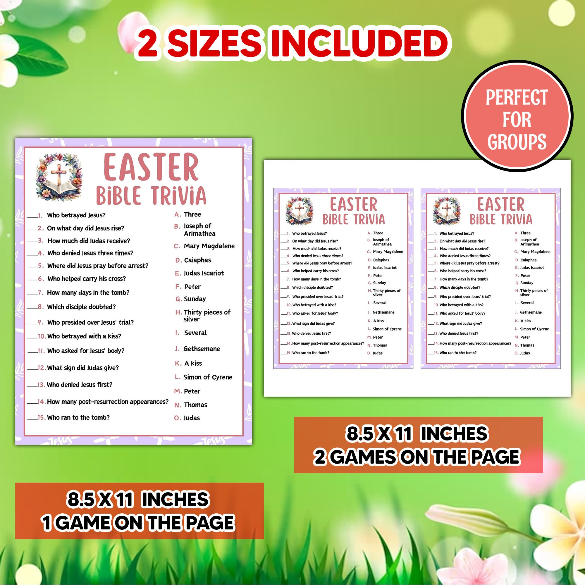 Easter Bible Trivia Printable Party Games, Easter Religious Games ...