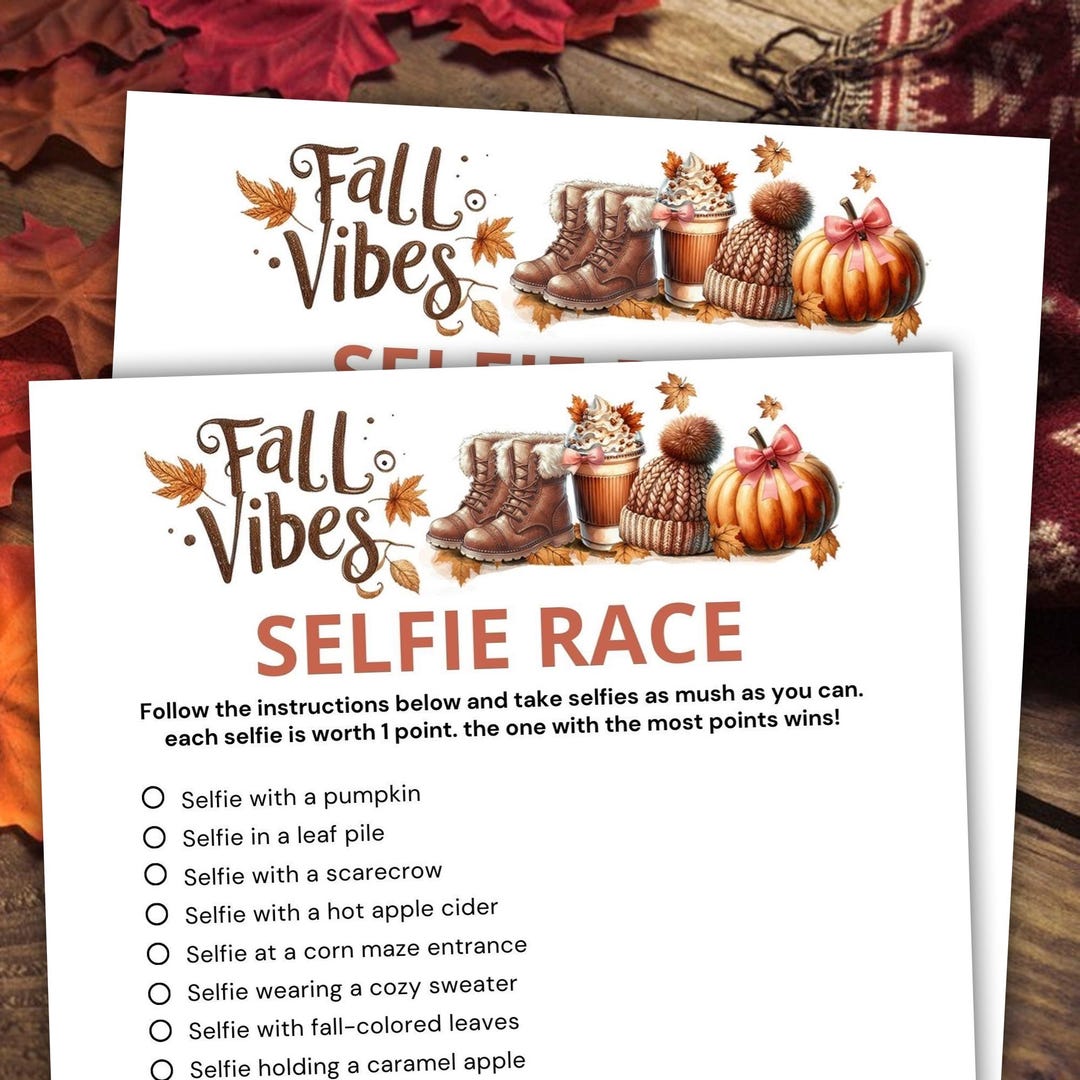 Fall Selfie Race Game Printable Autumn Games Fall Time Activities for ...