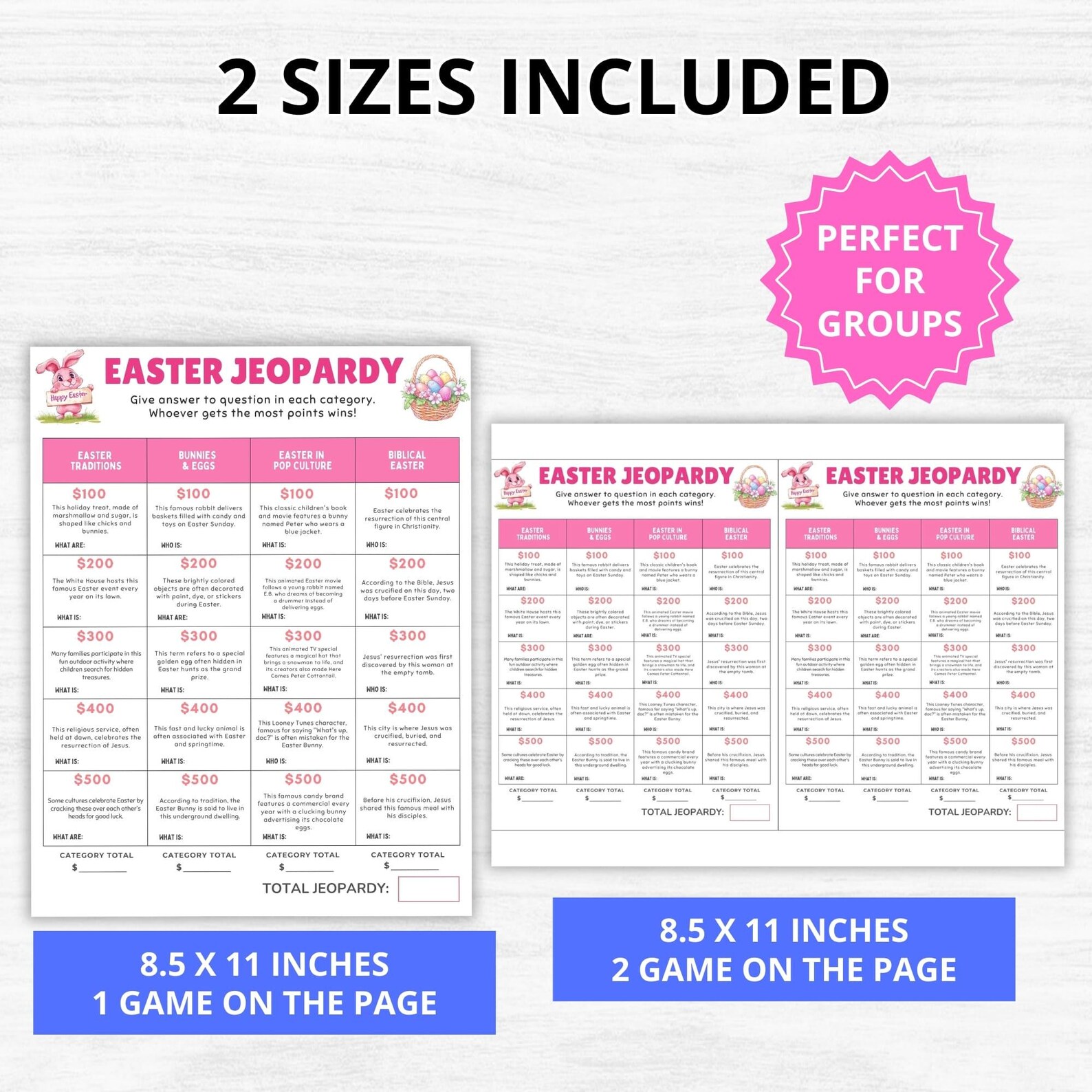 Easter Jeopardy Game, Printable Easter Trivia for Church, School ...
